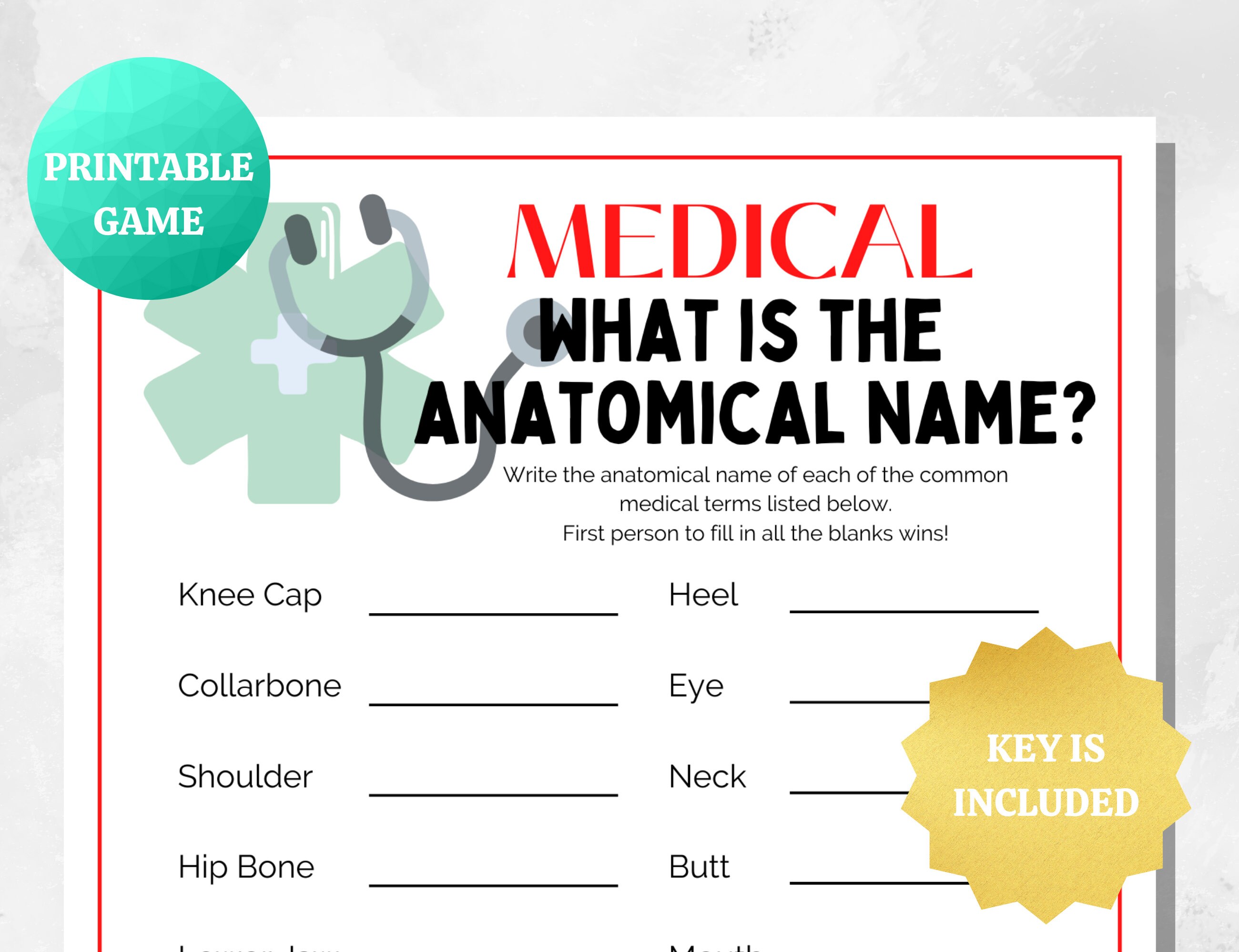 Medical What is the Anatomical Name PRINTABLE (Instant Download) - Etsy
