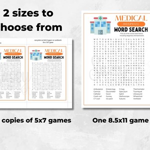 Medical Hospital Word Search PRINTABLE Doctor Nurse Fun Game Graduation ...