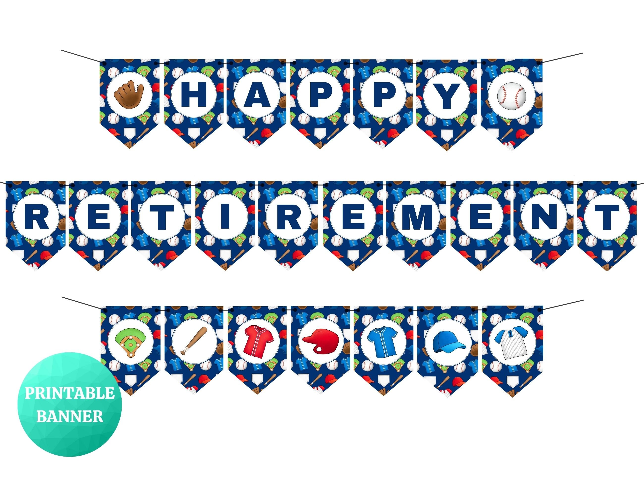 Happy Retirement Baseball Banner | PRINTABLE Sign for Baseball Fans ...