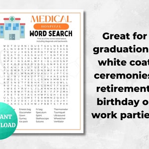 Medical Hospital Word Search | PRINTABLE Doctor Nurse Fun Game ...