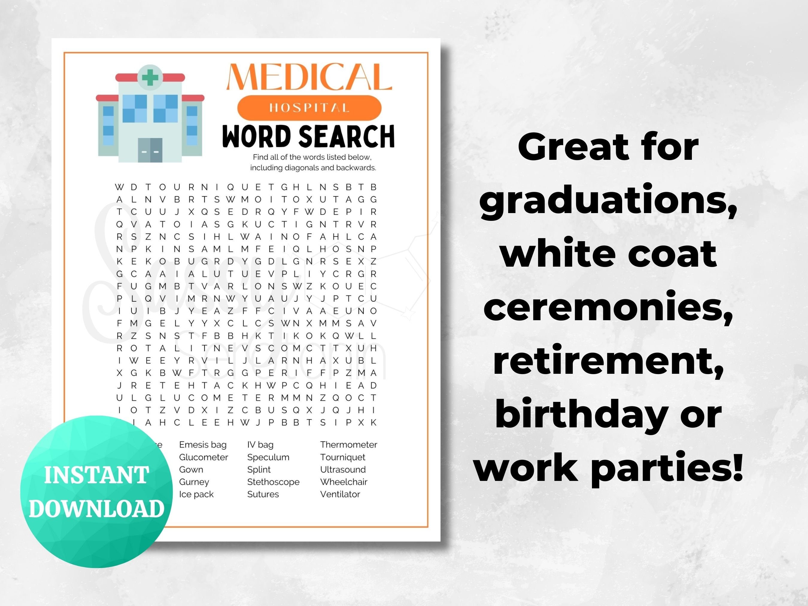 Medical Hospital Word Search | PRINTABLE Doctor Nurse Fun Game ...