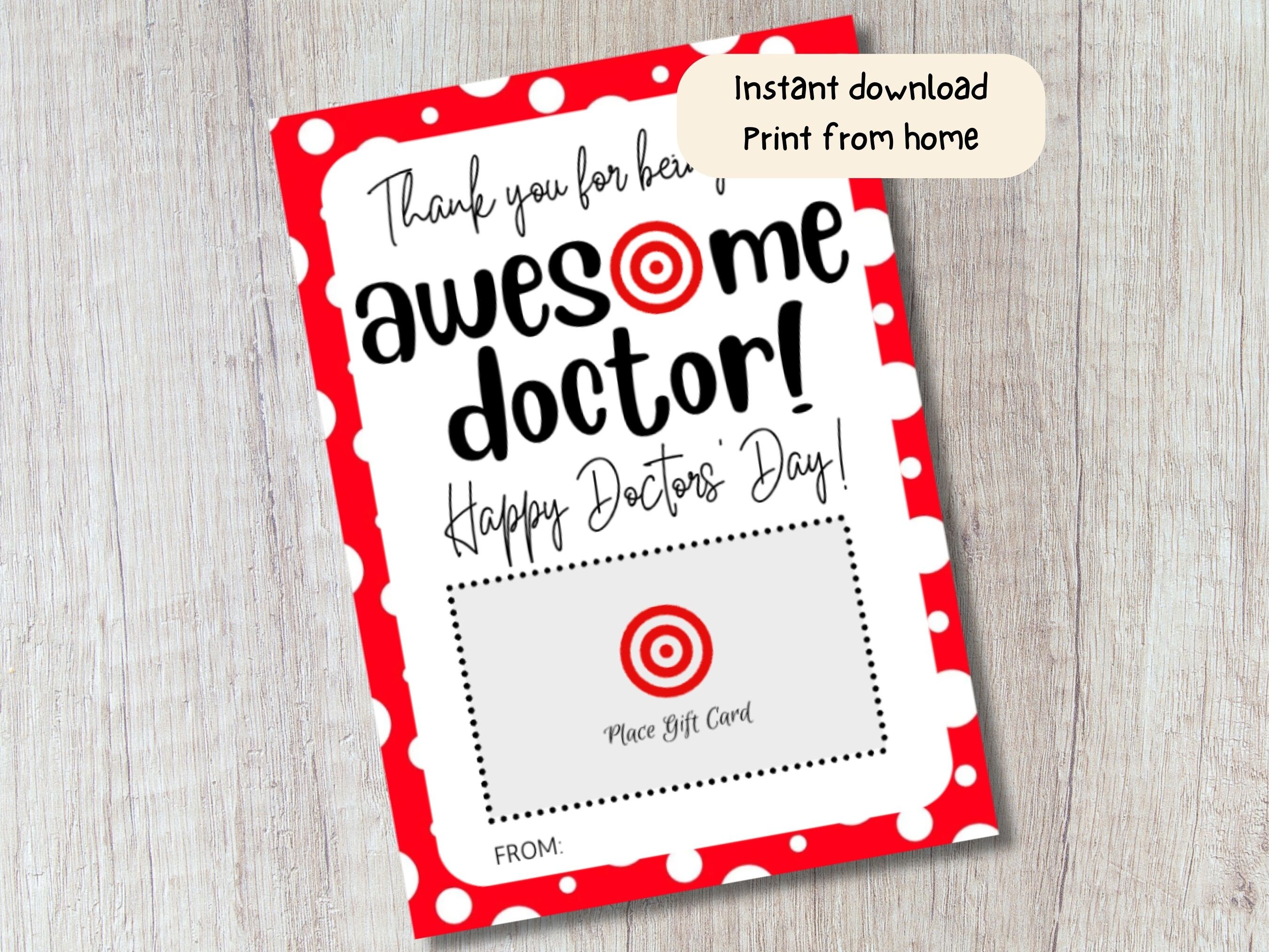 Target Doctors' Day Gift Card Holder PRINTABLE | Happy Doctors' Day ...