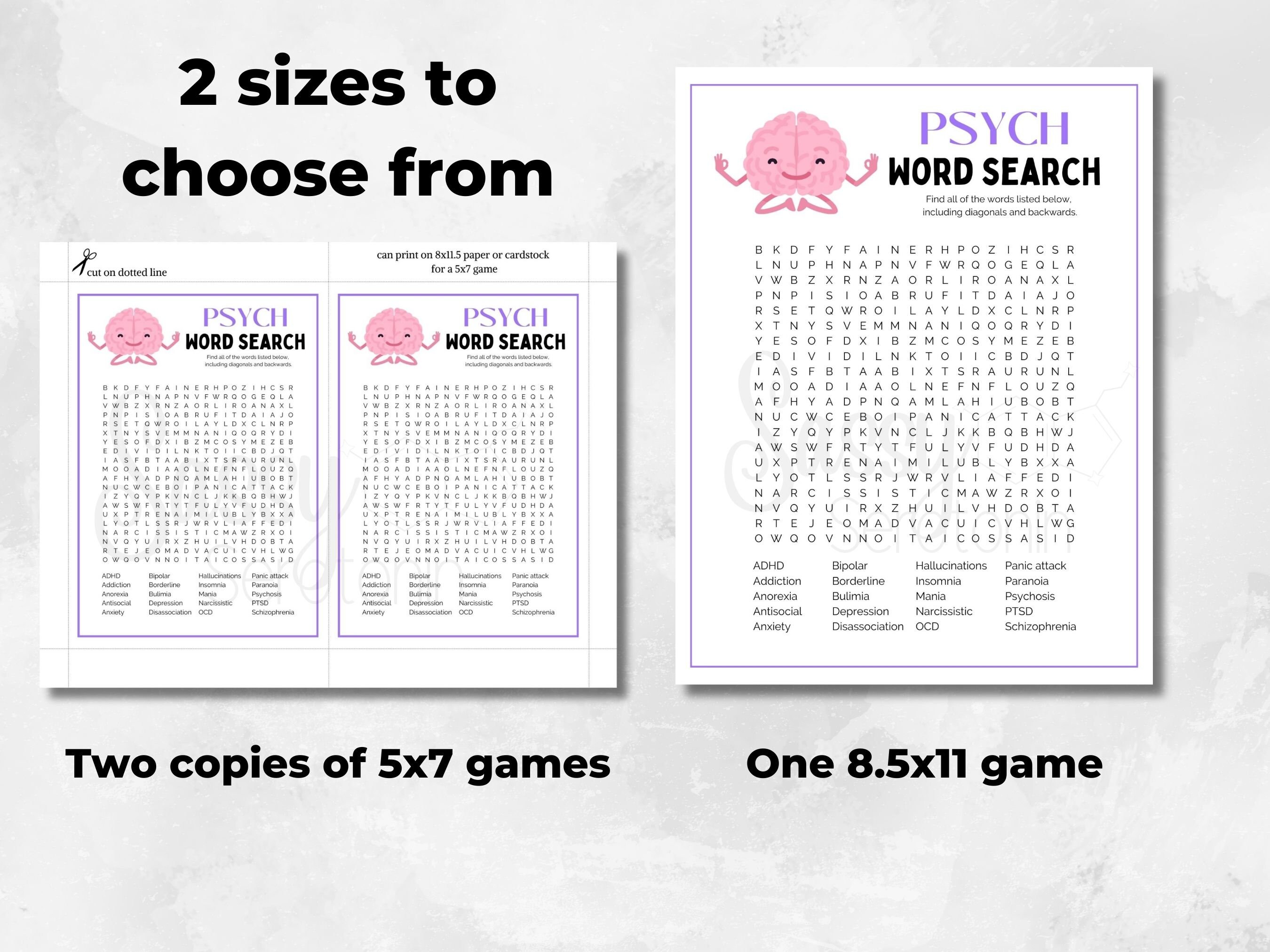 Psych Word Search | PRINTABLE Doctor Nurse Fun Game | Graduation, White ...