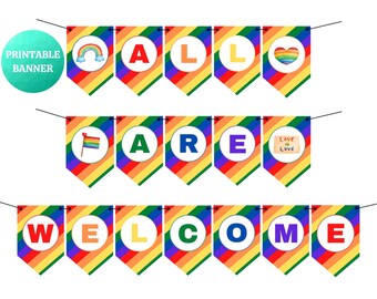 Happy Pride Month Banner LGBTQ Pride Rainbow PRINTABLE Sign Love is ...