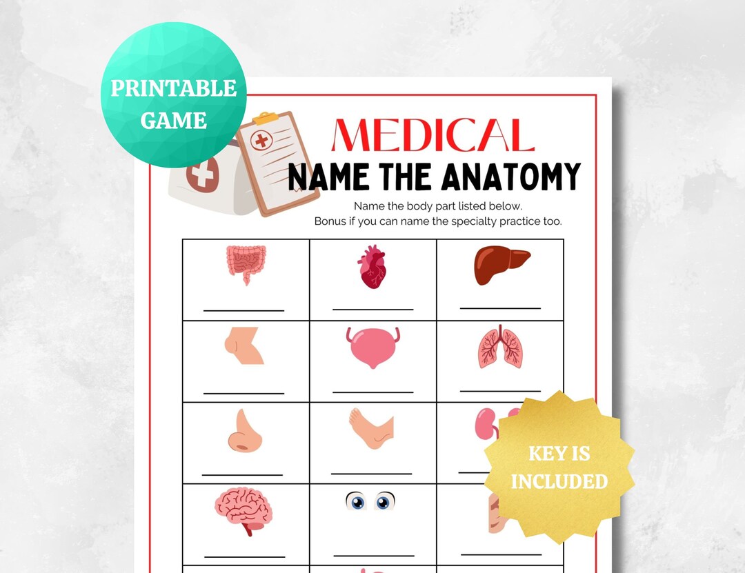Medical Name the Anatomy | PRINTABLE Medical Game | Doctor Nurse Fun ...