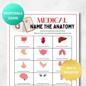Medical Name the Anatomy | PRINTABLE Medical Game | Doctor Nurse Fun ...