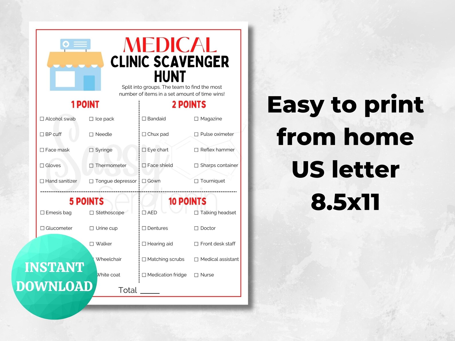 Medical CLINIC Scavenger Hunt | PRINTABLE Medical Game | Doctor Nurse ...