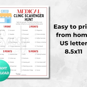 Medical CLINIC Scavenger Hunt | PRINTABLE Medical Game | Doctor Nurse ...