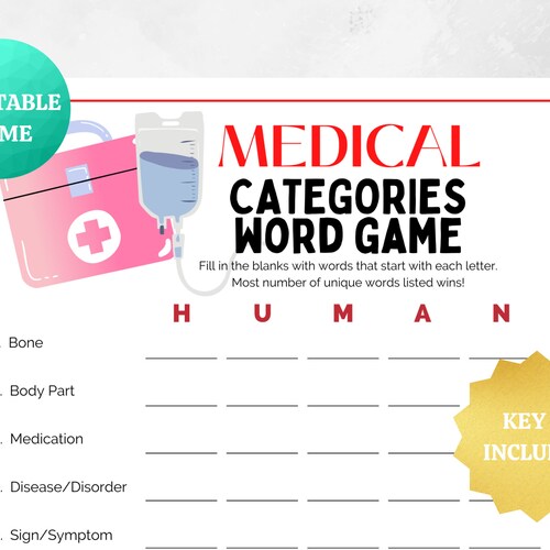 Medical Word Scramble PRINTABLE Medical Game Doctor Nurse - Etsy