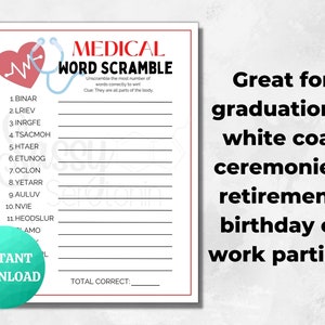 Medical Word Scramble PRINTABLE Medical Game Doctor Nurse - Etsy