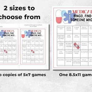 Medical Bingo, Find Someone Who | PRINTABLE Medical Game | Doctor Nurse ...