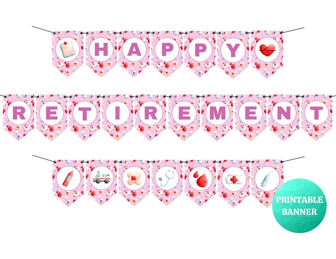 Happy Retirement Doctor Nurse Medical Pink Banner | PRINTABLE Sign for ...