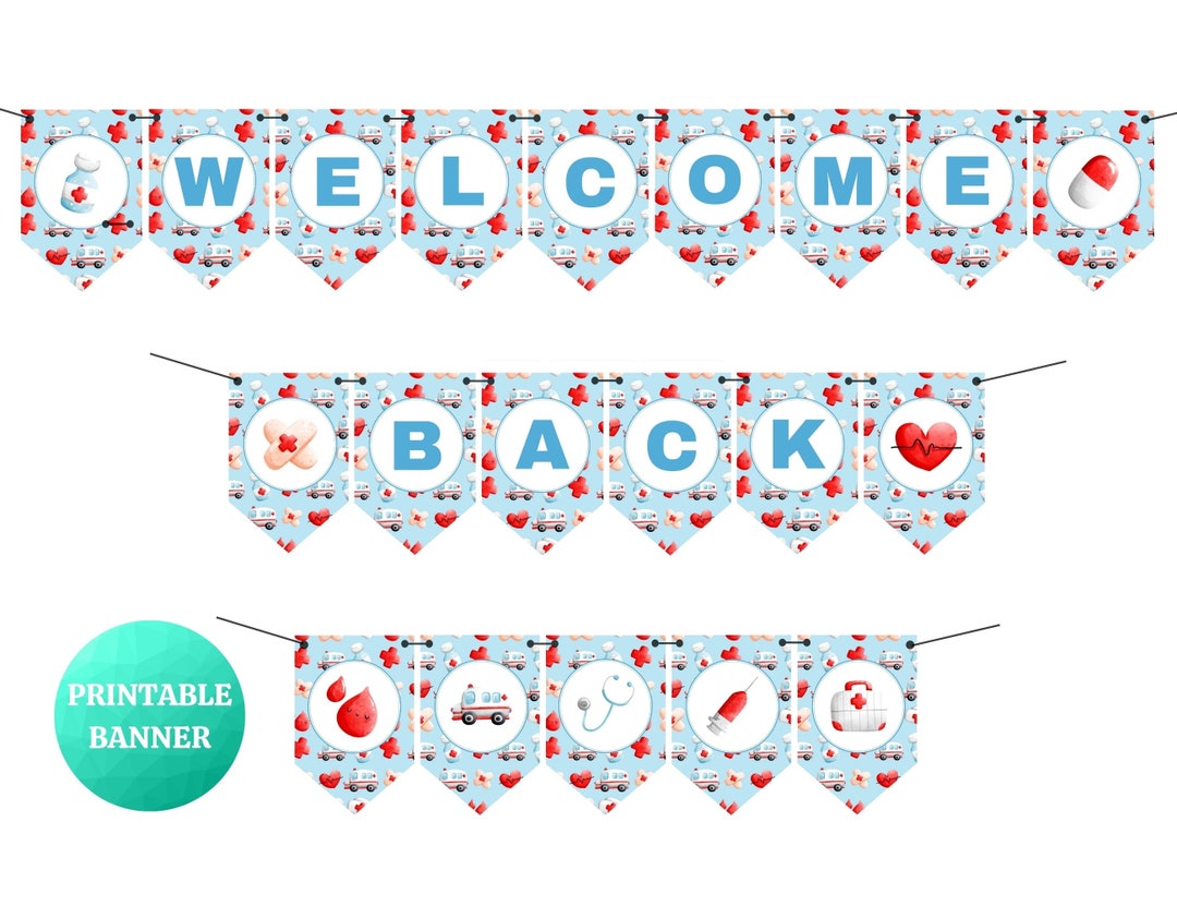 Welcome Back Doctor Nurse Medical Blue Banner | PRINTABLE Sign for ...