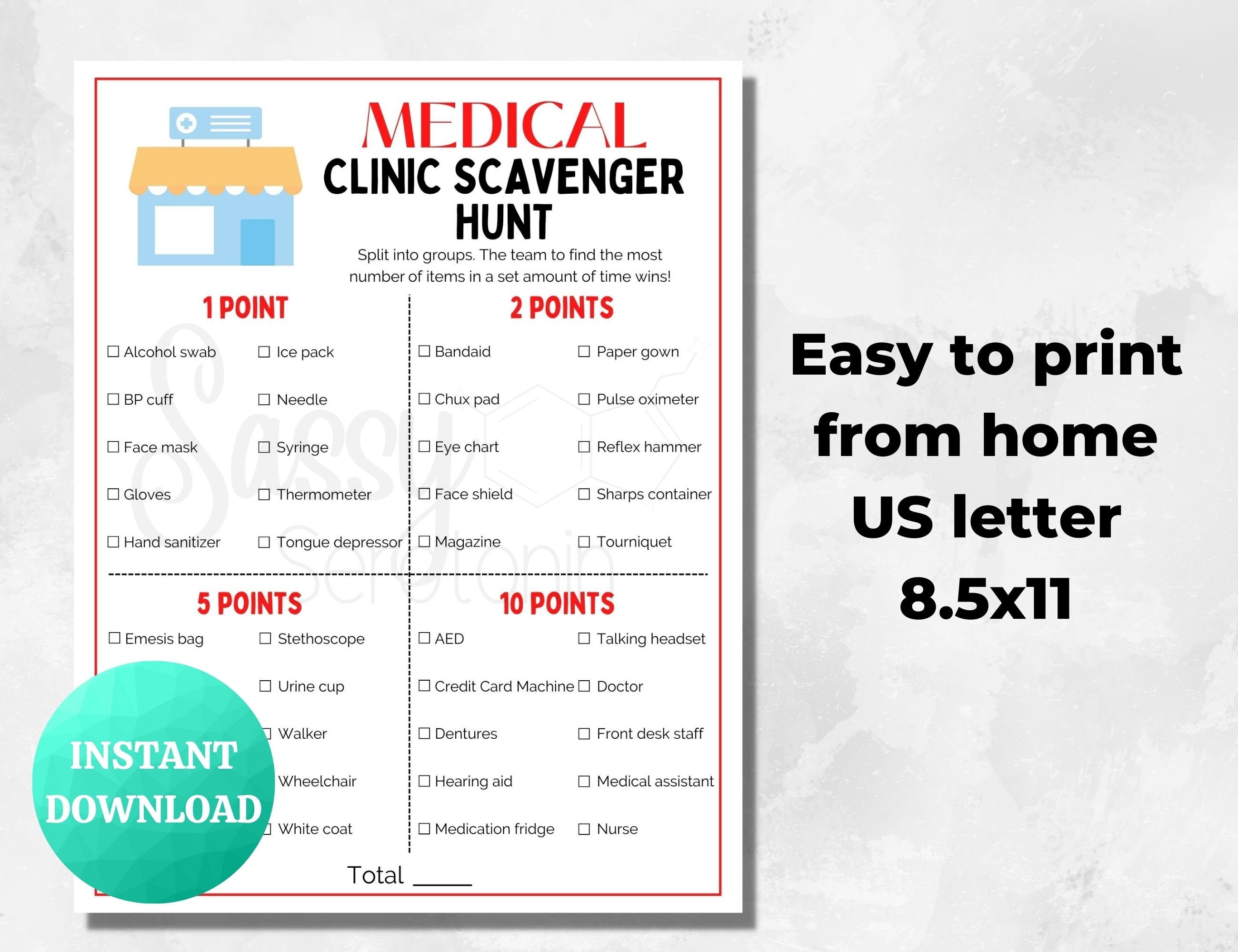 Medical CLINIC Scavenger Hunt PRINTABLE Medical Game - Etsy Canada