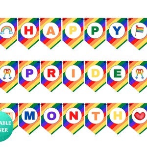 Happy Pride Month Banner | LGBTQ Pride Rainbow PRINTABLE Sign | Love is ...