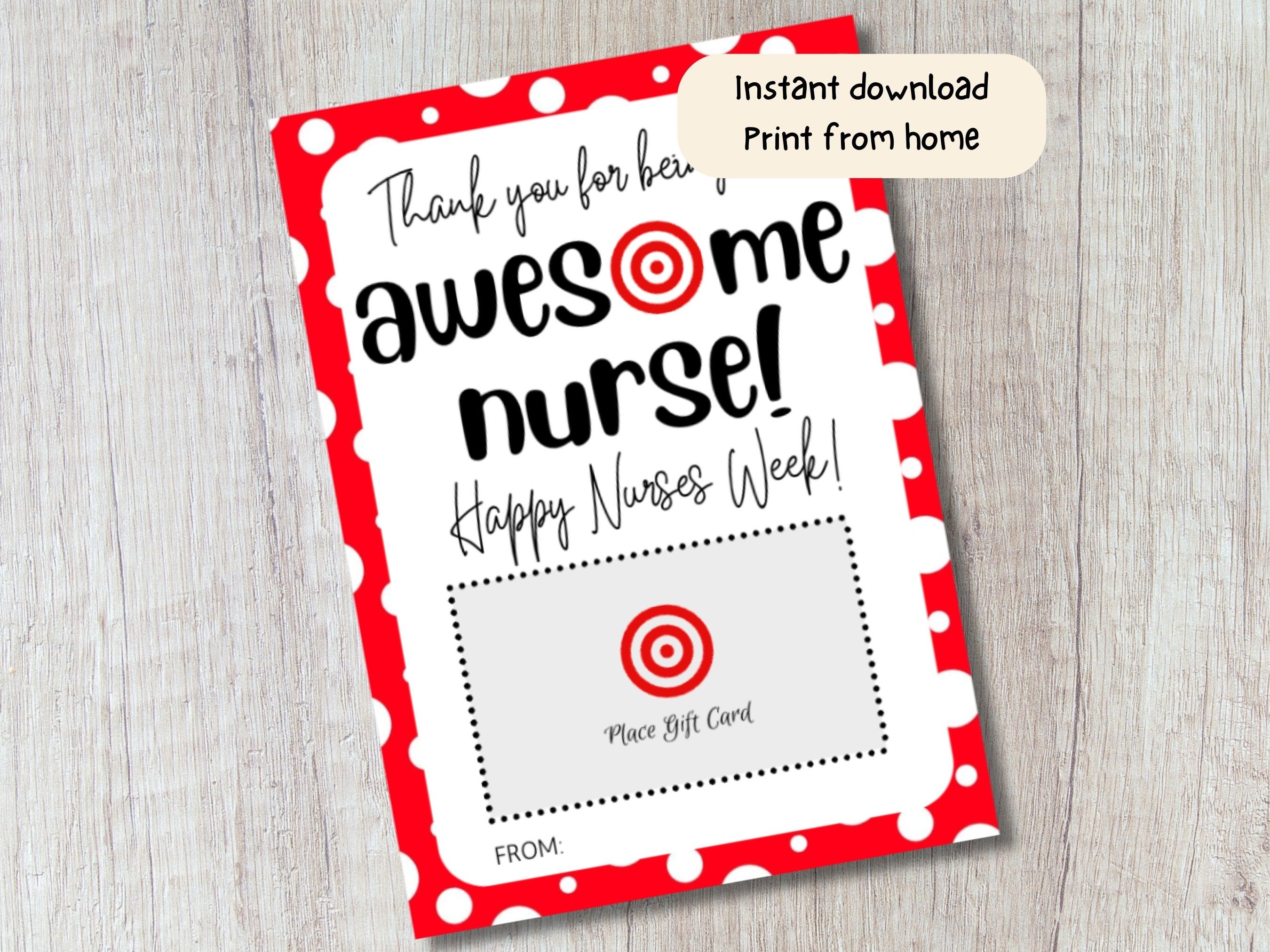Target Nurse Gift Card Holder PRINTABLE Happy Nurses Week Hospital ...