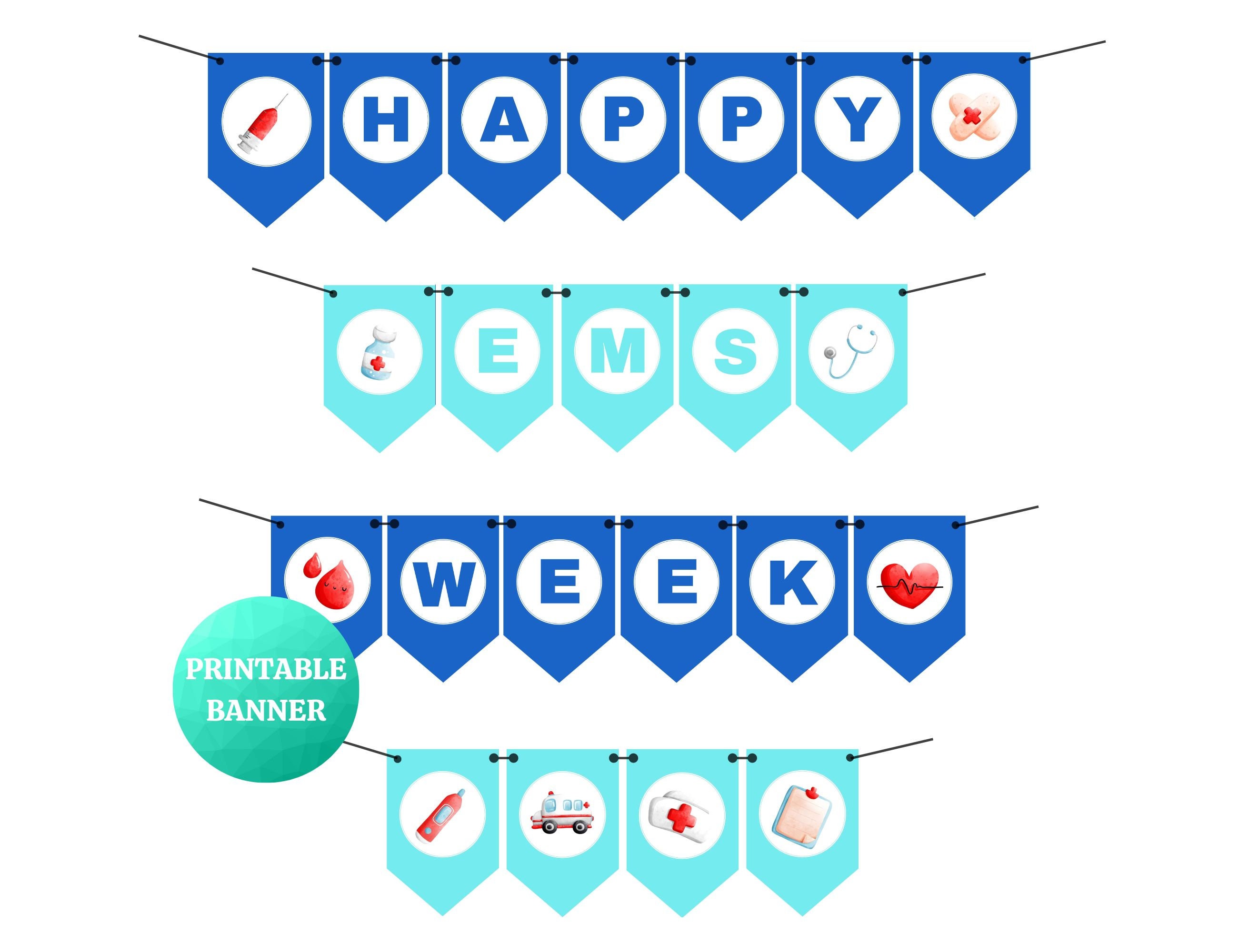 Happy EMS Week Blue/turquoise Banner | EMS Appreciation Week ...