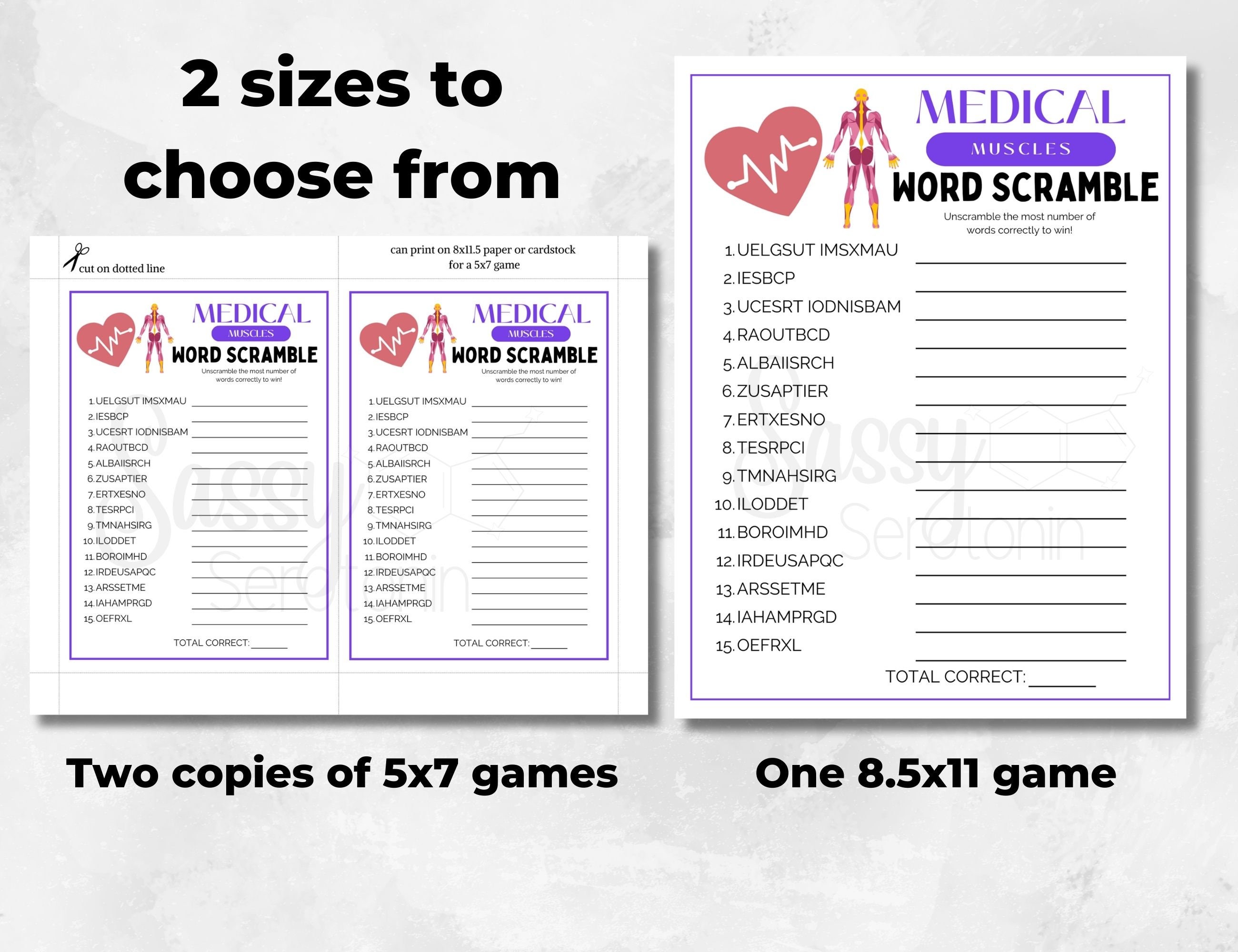 Medical MUSCLES Word Scramble | PRINTABLE Medical Game | Doctor Nurse ...