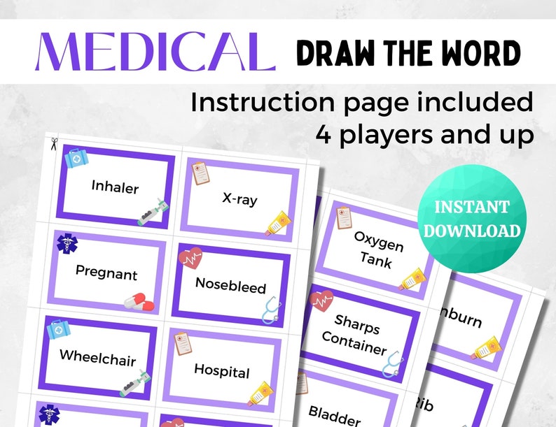 Medical Draw the Word | PRINTABLE Doctor Nurse Fun Game | Medical ...