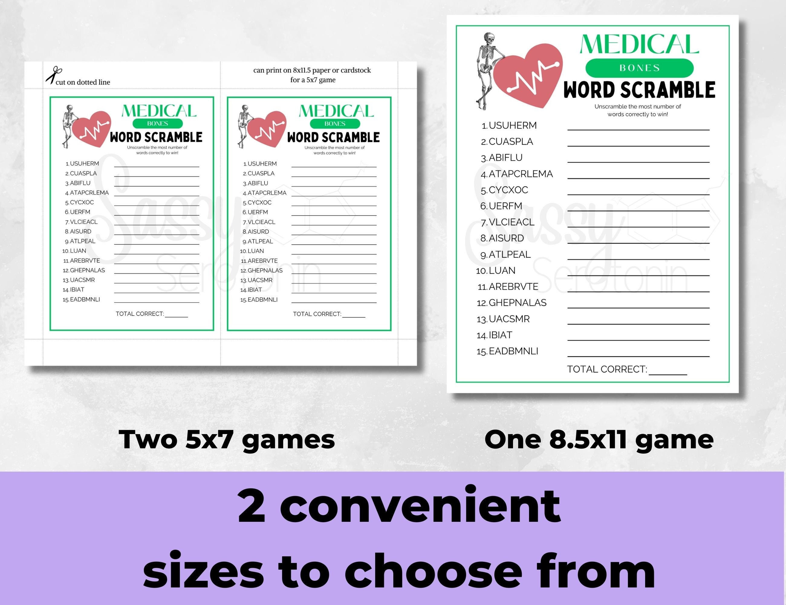 Medical Word Scramble Bundle | PRINTABLE Medical Games | Doctor Nurse ...