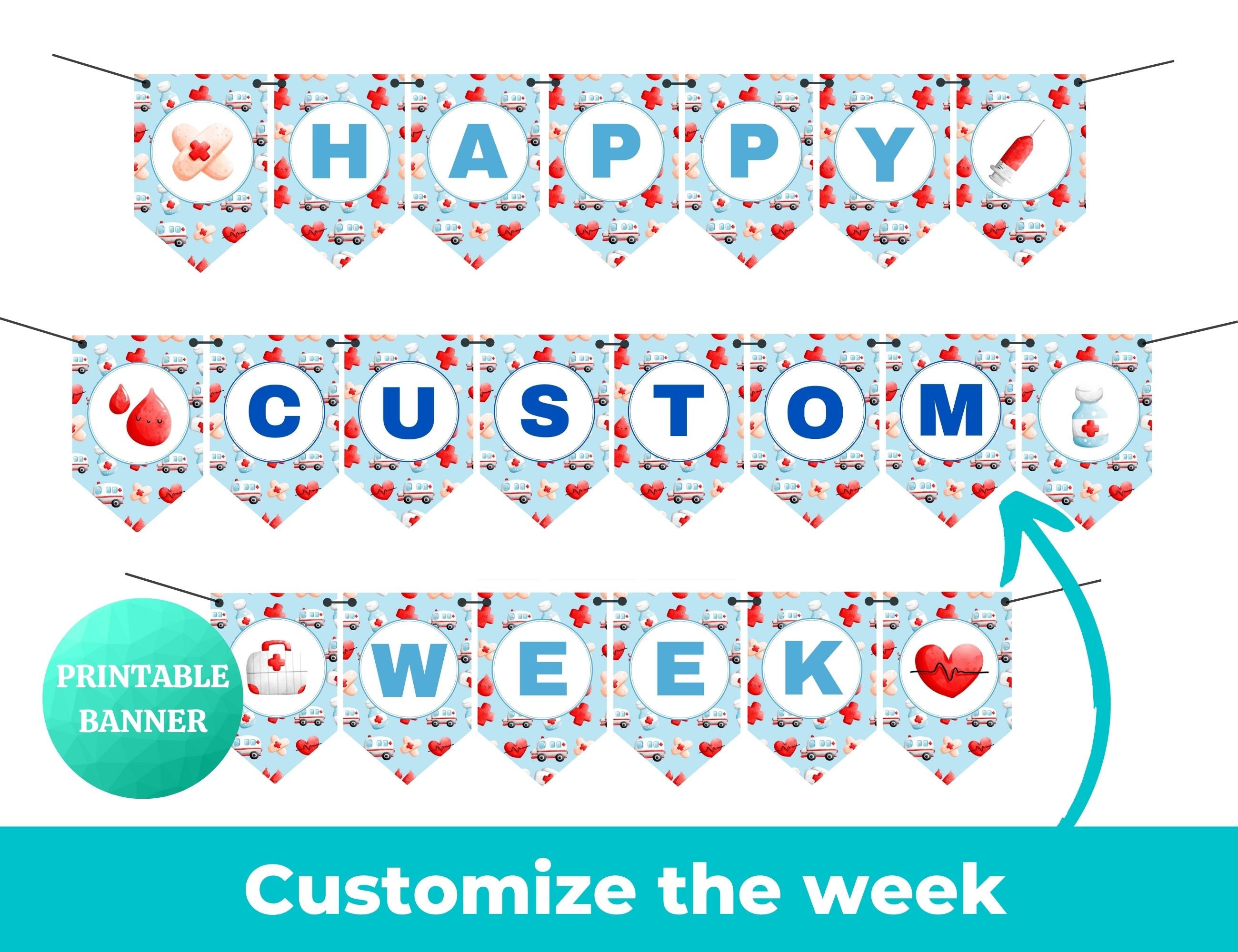 Happy Custom Week Blue Banner | Doctor Nurse Medical Appreciation Week ...