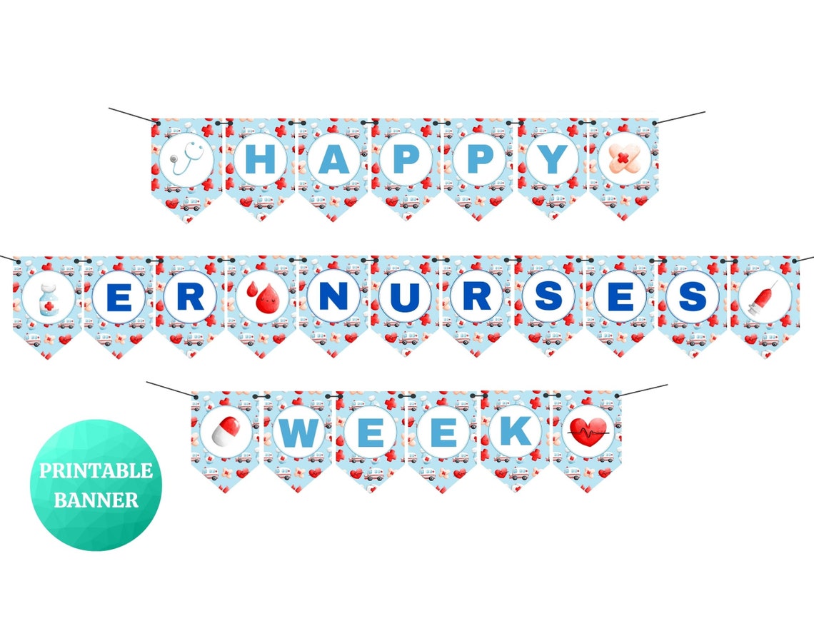 Happy ER Nurses Week Blue Banner Nurse Appreciation Week PRINTABLE Sign ...