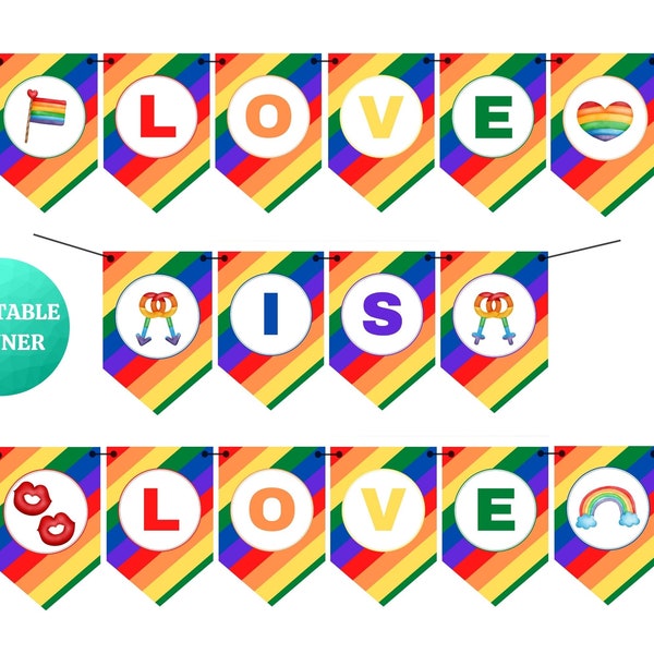 Love is Love Banner Happy Pride Month Celebration LGBTQ Pride Rainbow ...