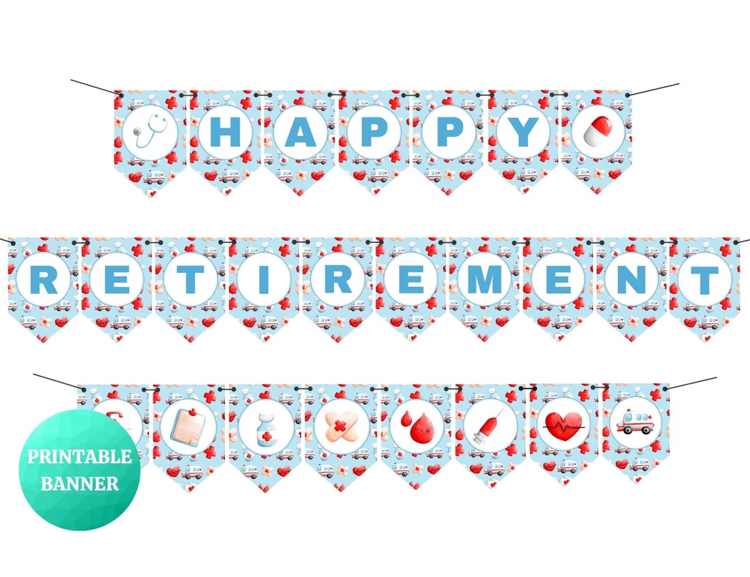 Happy Retirement Doctor Nurse Medical Blue Banner | PRINTABLE Sign for ...