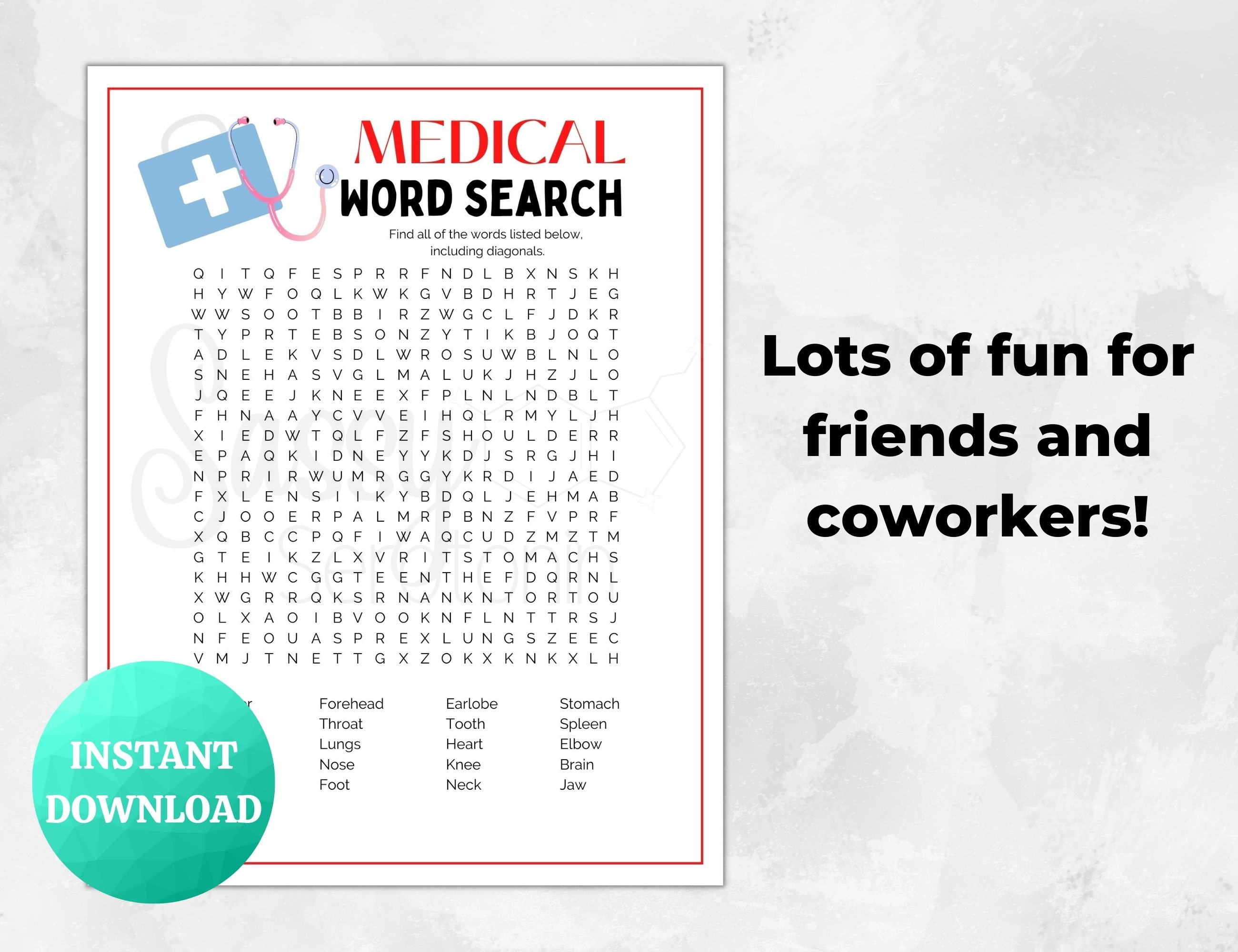 Medical Word Search PRINTABLE Medical Game Doctor Nurse - Etsy UK