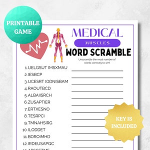 Medical MUSCLES Word Scramble | PRINTABLE Medical Game | Doctor Nurse ...