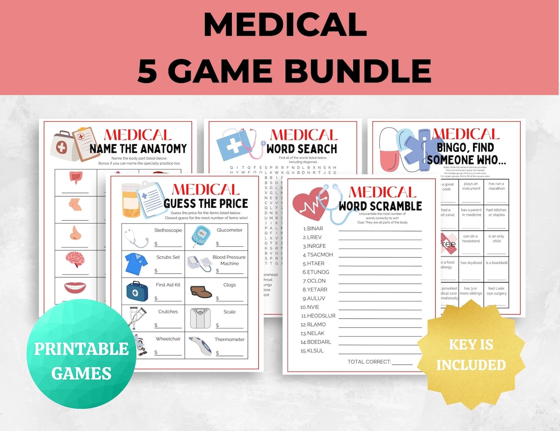 Medical Game Bundle PRINTABLE Medical Games Doctor Nurse - Etsy