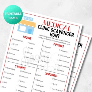 Medical CLINIC Scavenger Hunt | PRINTABLE Medical Game | Doctor Nurse ...