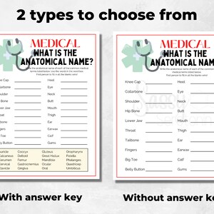 Medical What is the Anatomical Name? | PRINTABLE Medical Doctor Nurse ...