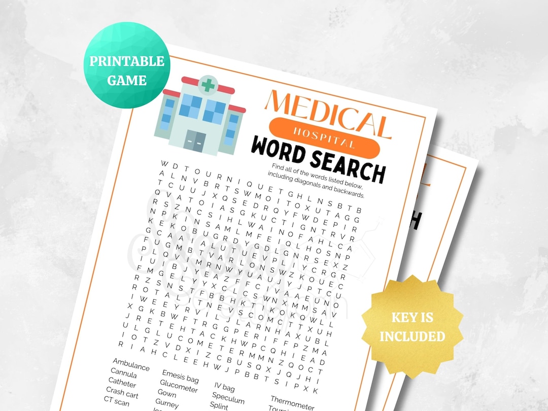 Medical Hospital Word Search | PRINTABLE Doctor Nurse Fun Game ...
