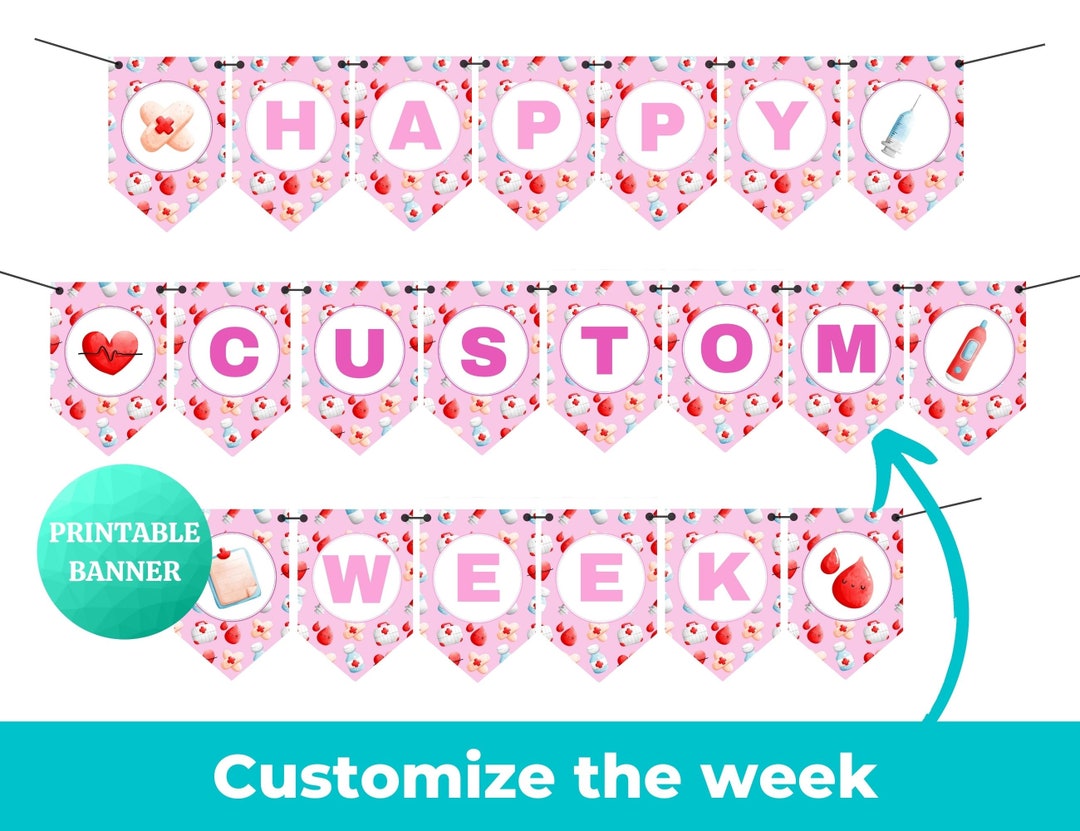 Happy Custom Week Pink Banner | Doctor Nurse Medical Appreciation Week ...