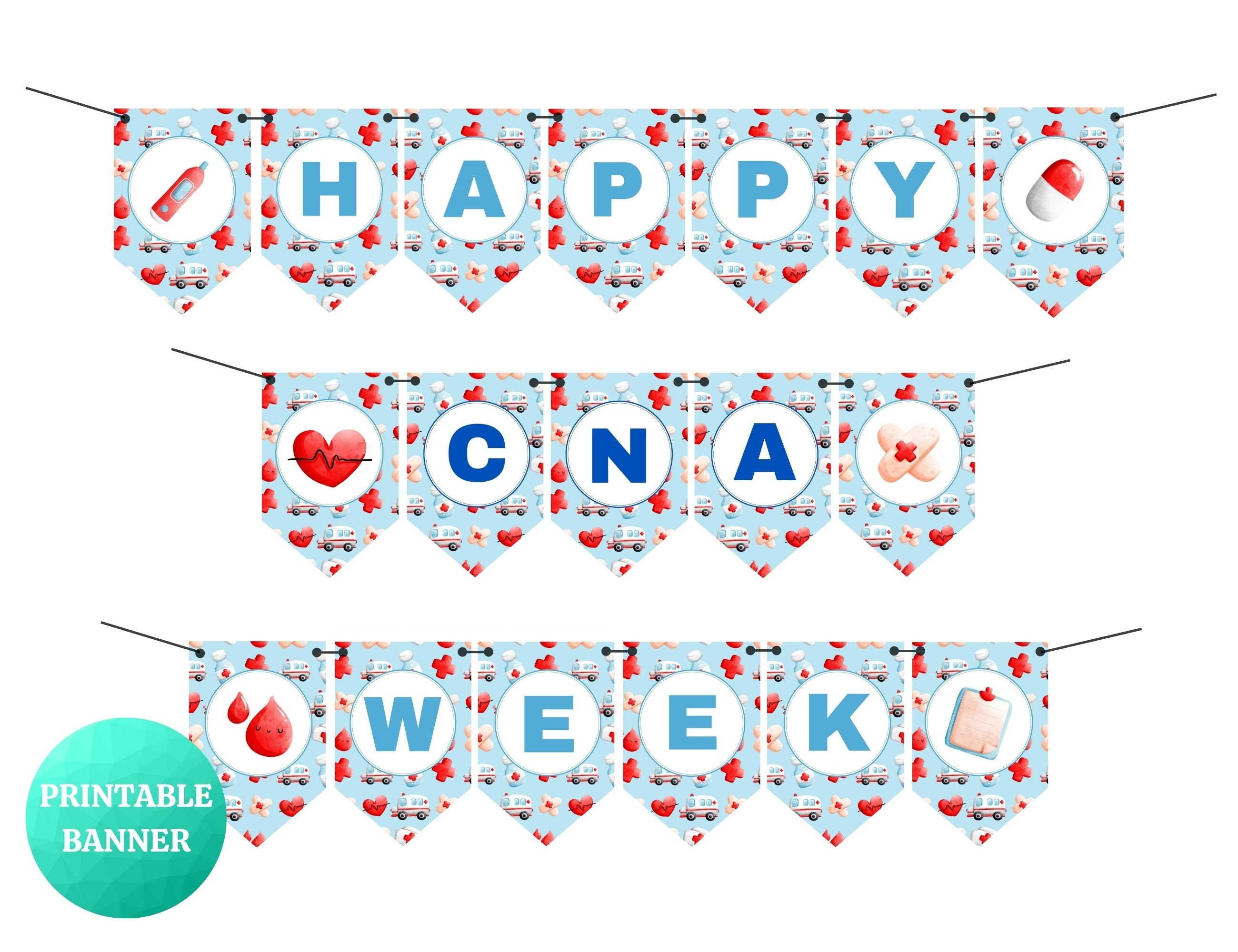Happy CNA Week Blue Banner | Nursing Assistant Week | PRINTABLE Sign ...