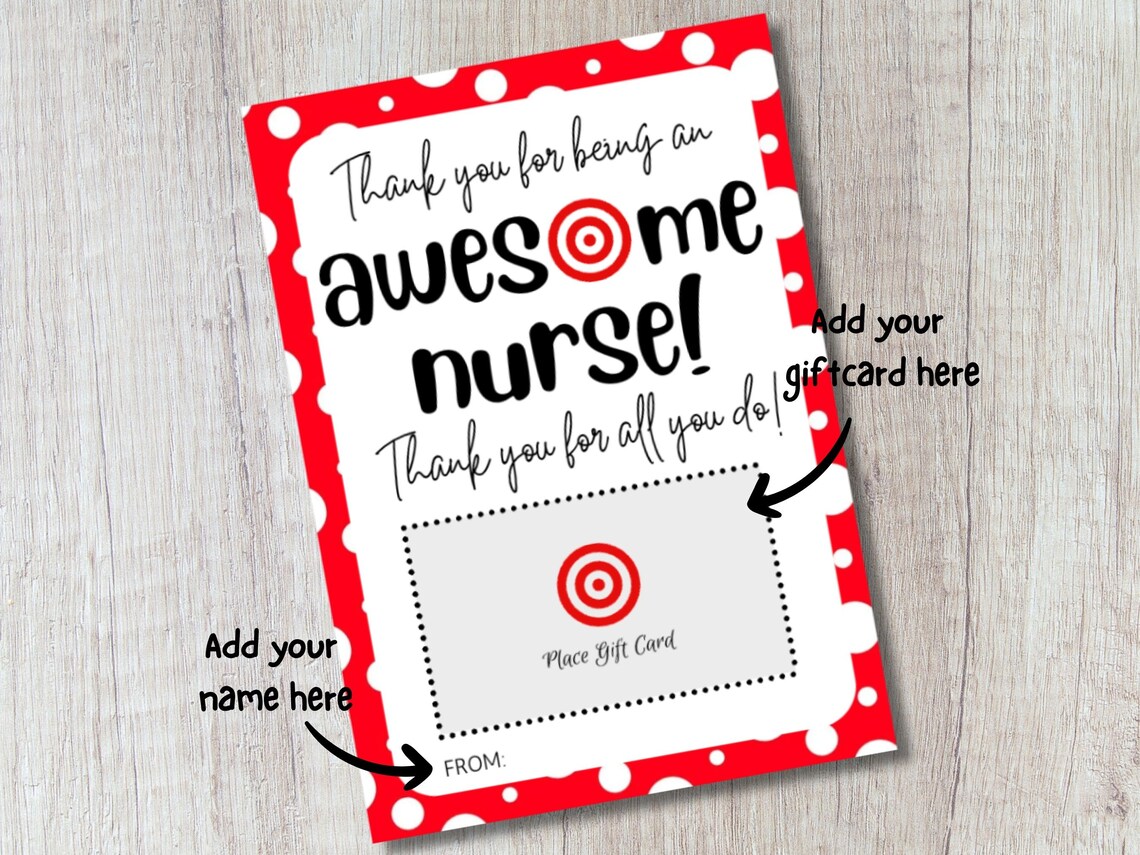 Target Nurse Gift Card Holder PRINTABLE Happy Nurses Week Hospital ...