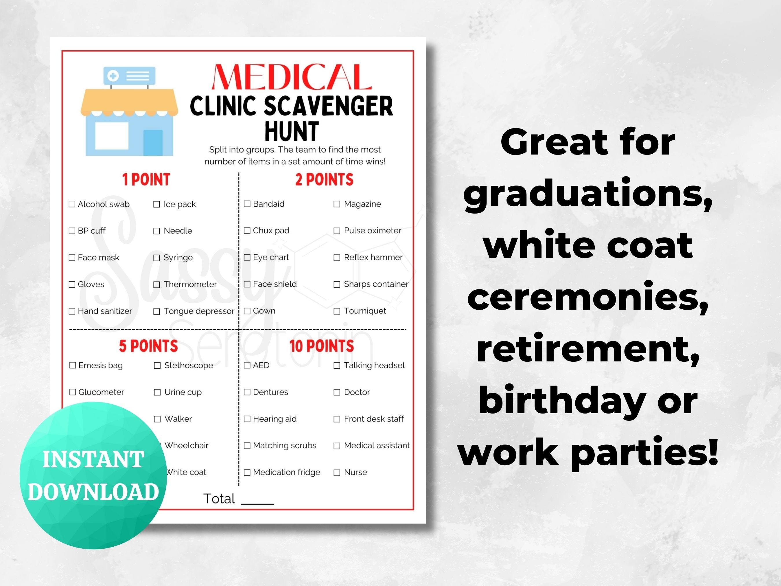 Medical CLINIC Scavenger Hunt | PRINTABLE Medical Game | Doctor Nurse ...
