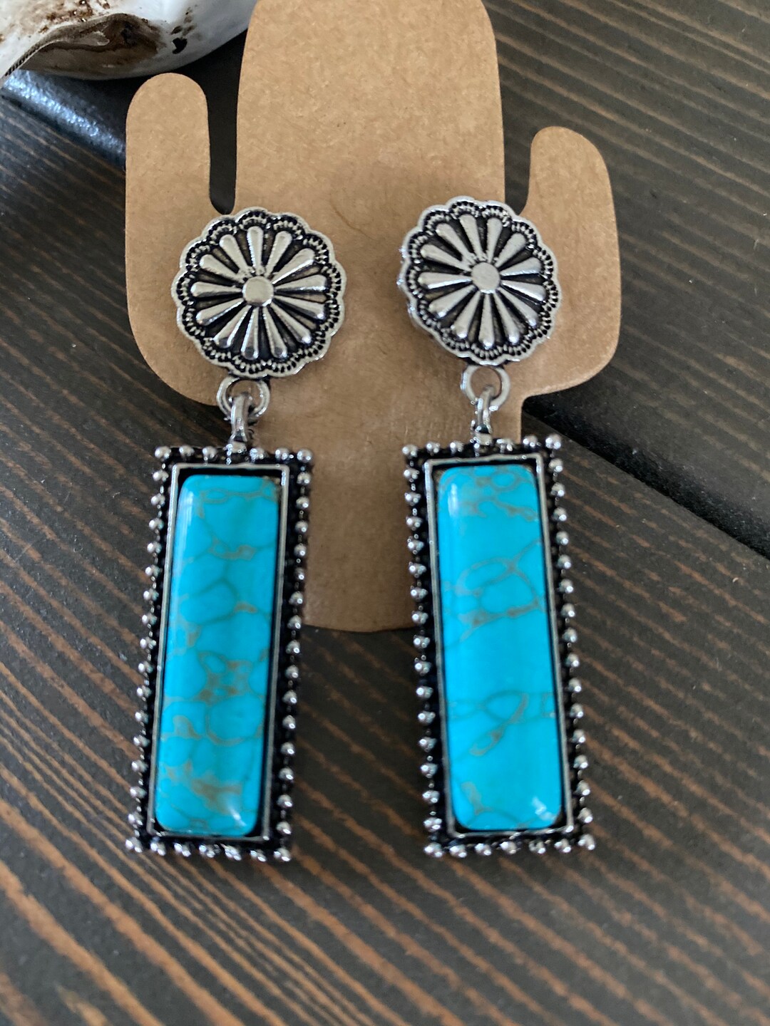 Western Concho Turquoise Bar Earrings,cowgirl Jewelry,western Earrings ...