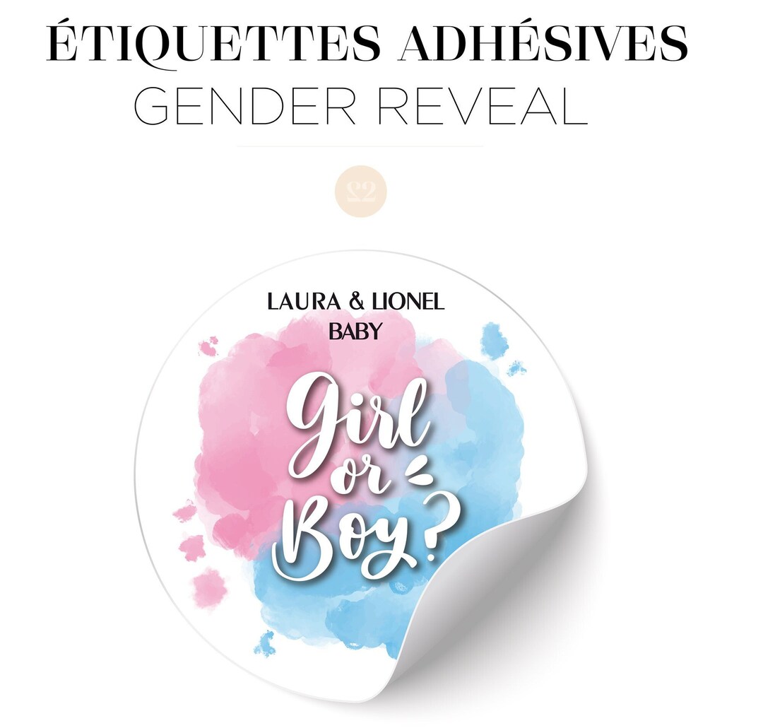 Étiquettes adhésives Gender reveal/stickers gender reveal/autocollants ...