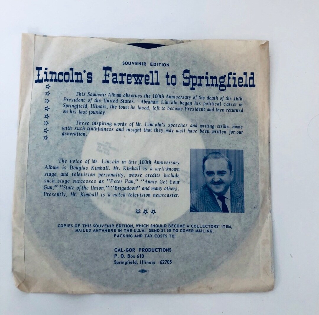 Abraham Lincoln’s 45 Vintage Vinyl Record Lincoln’s Farewell to ...