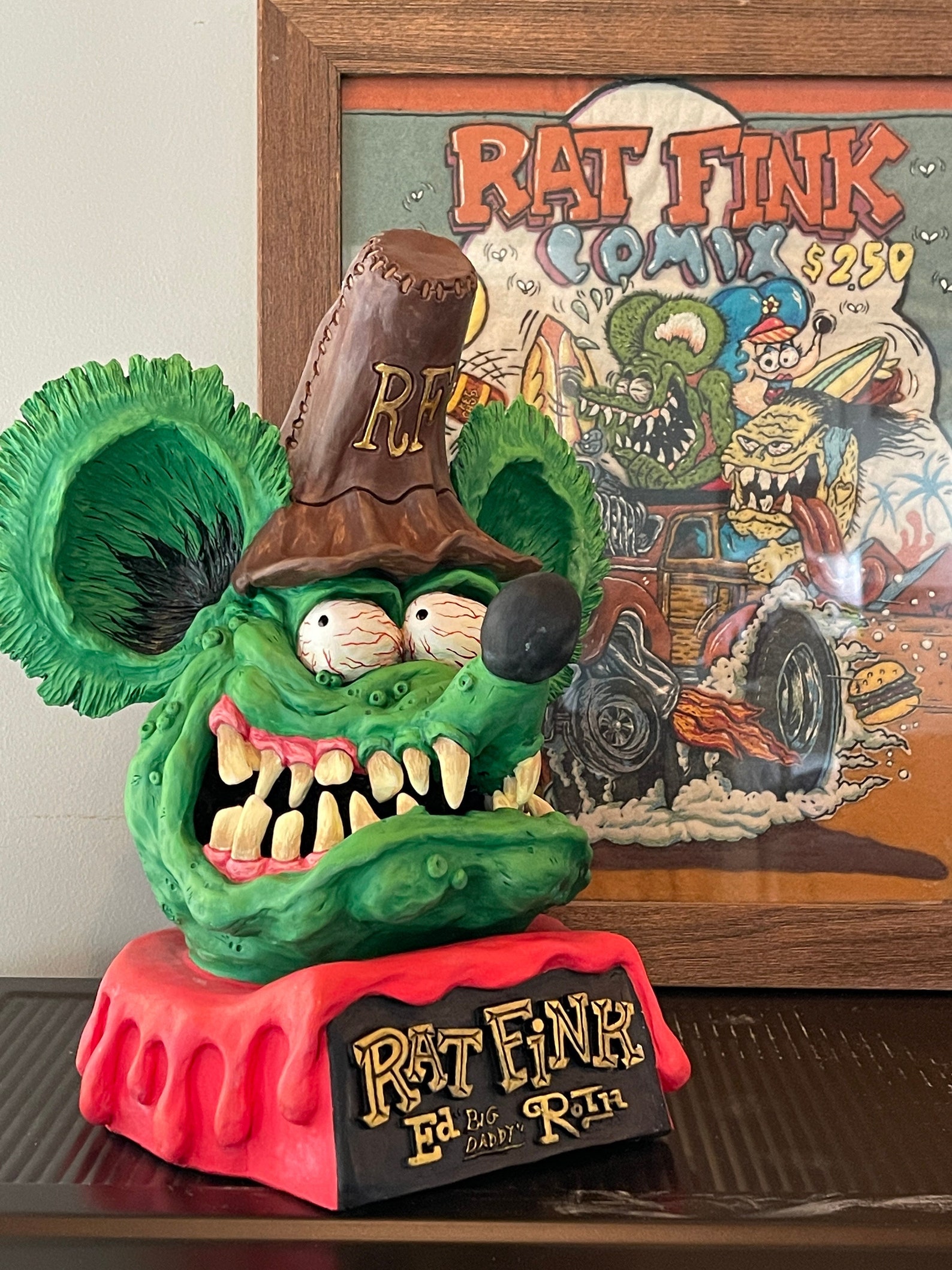 Rat Fink Head Figure Big Daddy 100% Handmade Sculpture Ceramic+hand ...