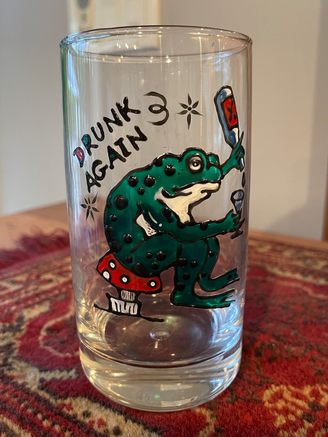 Hand Painted Drunk Frog Drunk Again Unique Beer Glass Highball Glass ...
