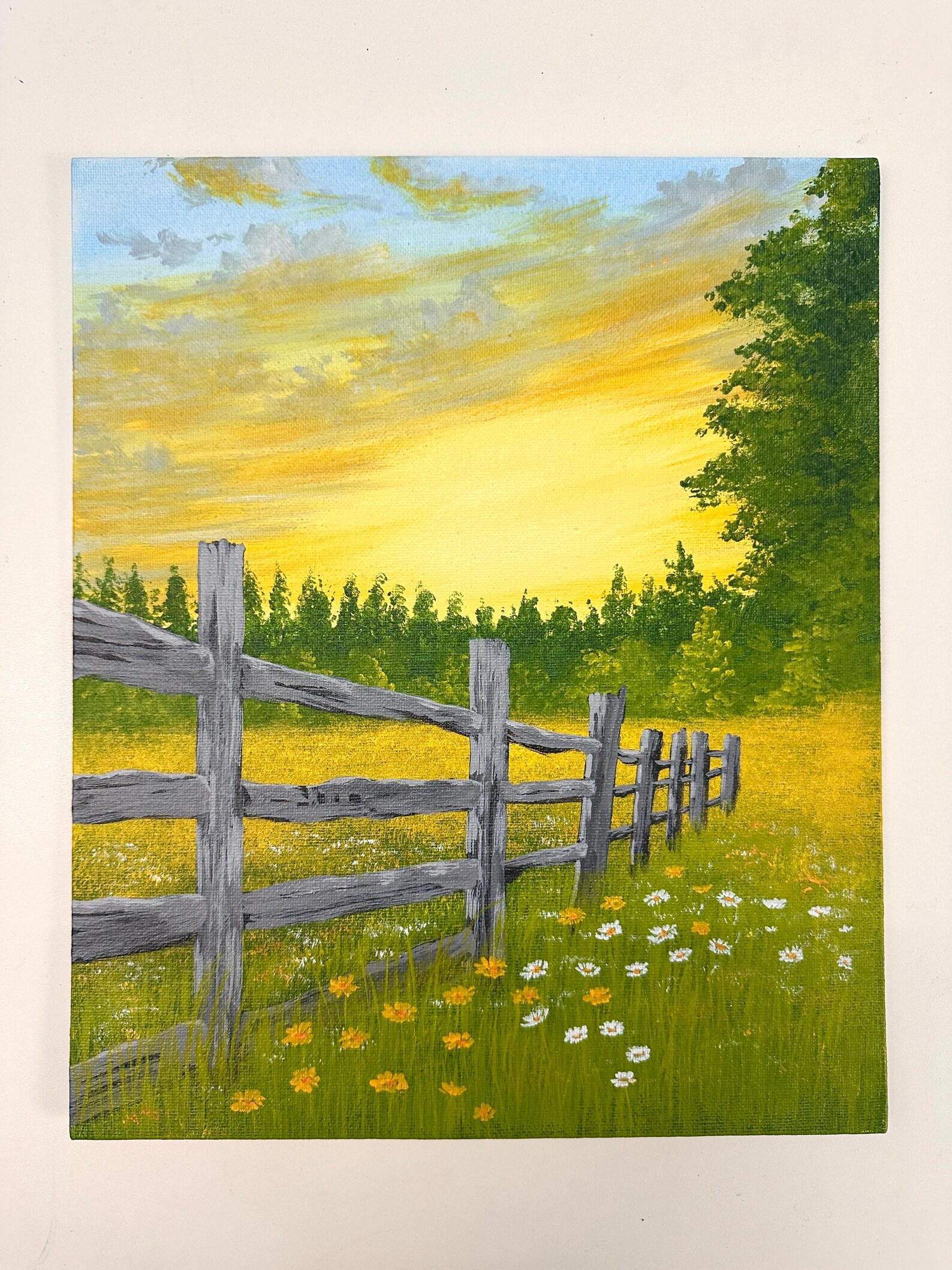 Landscape Acrylic Painting, Countryside Landscape, Field Scenery - Etsy