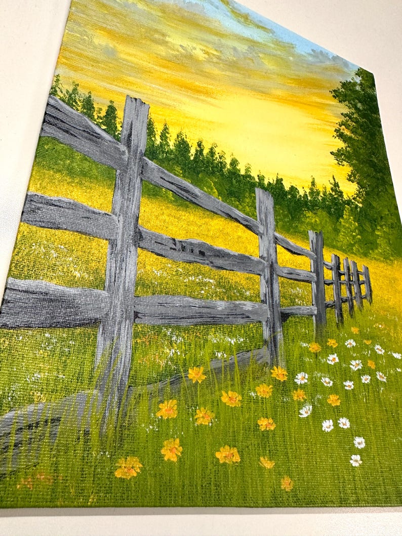 Landscape Acrylic Painting, Countryside Landscape, Field Scenery - Etsy
