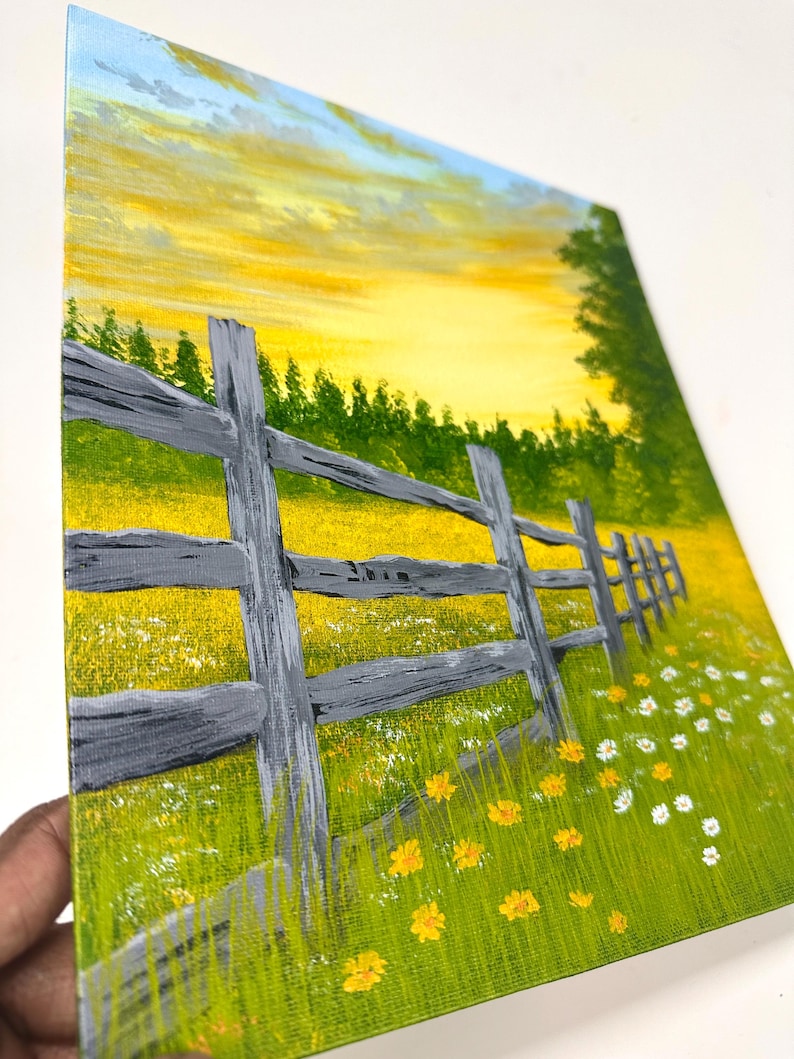 Landscape Acrylic Painting, Countryside Landscape, Field Scenery - Etsy