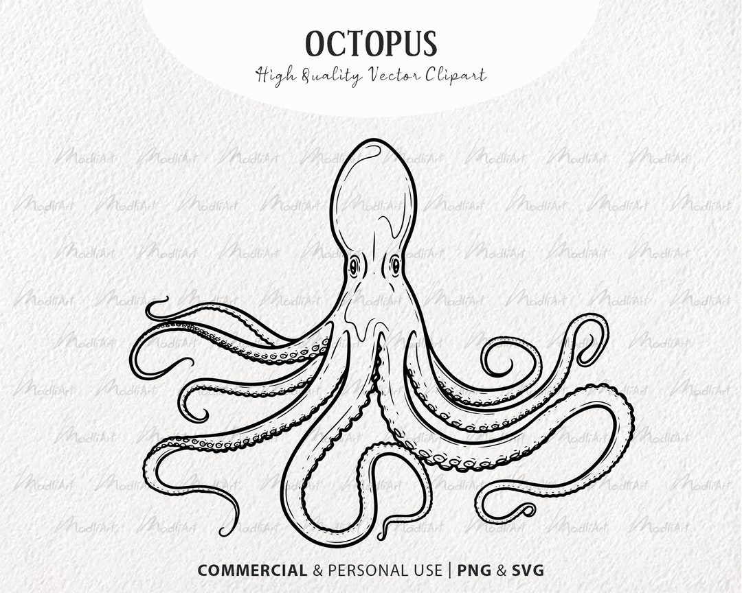 Octopus SVG Clipart. Kraken Vector Line Art. Octopus Vector Tentacles ...