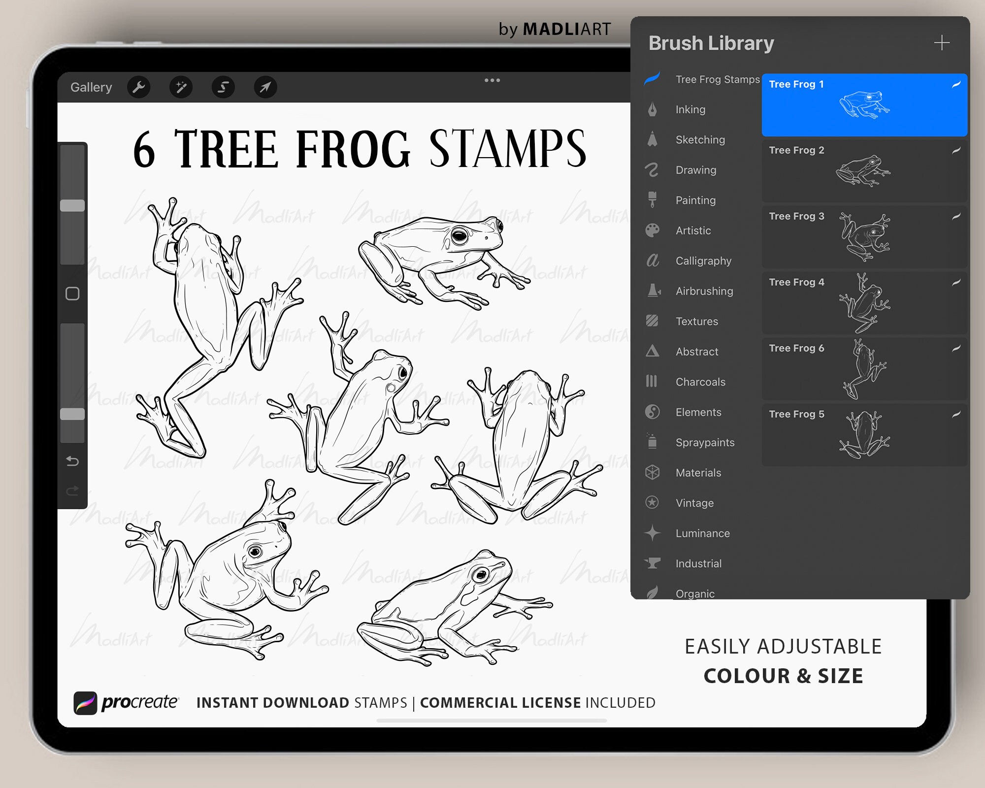 6 Procreate Tree Frog Stamps. Frog Tattoo Design. Green Tree - Etsy