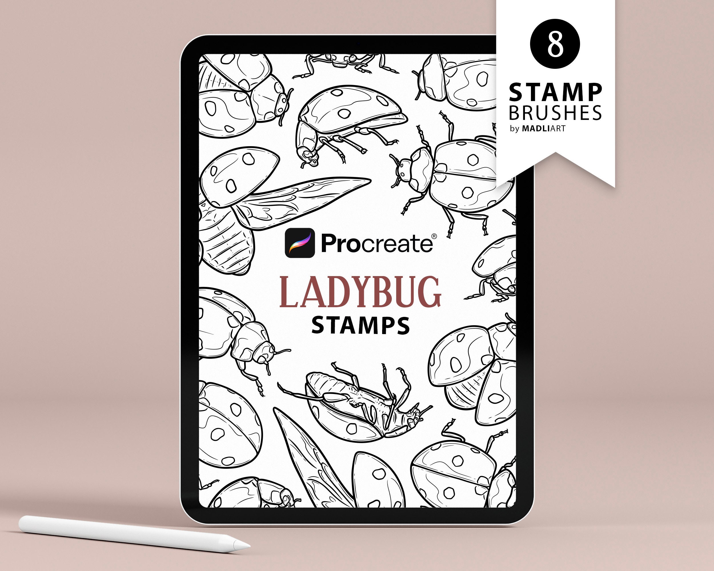 8 Procreate Ladybug Stamps. Lady Bug Tattoo Design. Cute Love - Etsy