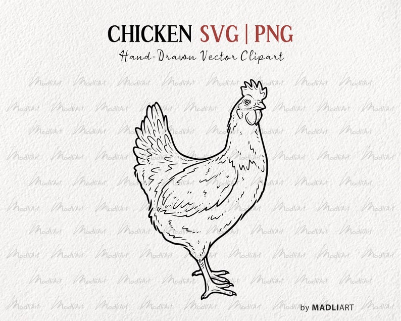 Chicken SVG Clipart. Farm Bird Vector Art. Hen Outline Drawing. Bird ...